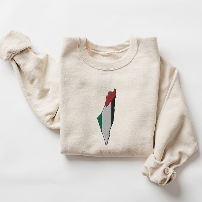 Palestine Map Flag Embroidered Sweater HG Free Palestine Flag ...