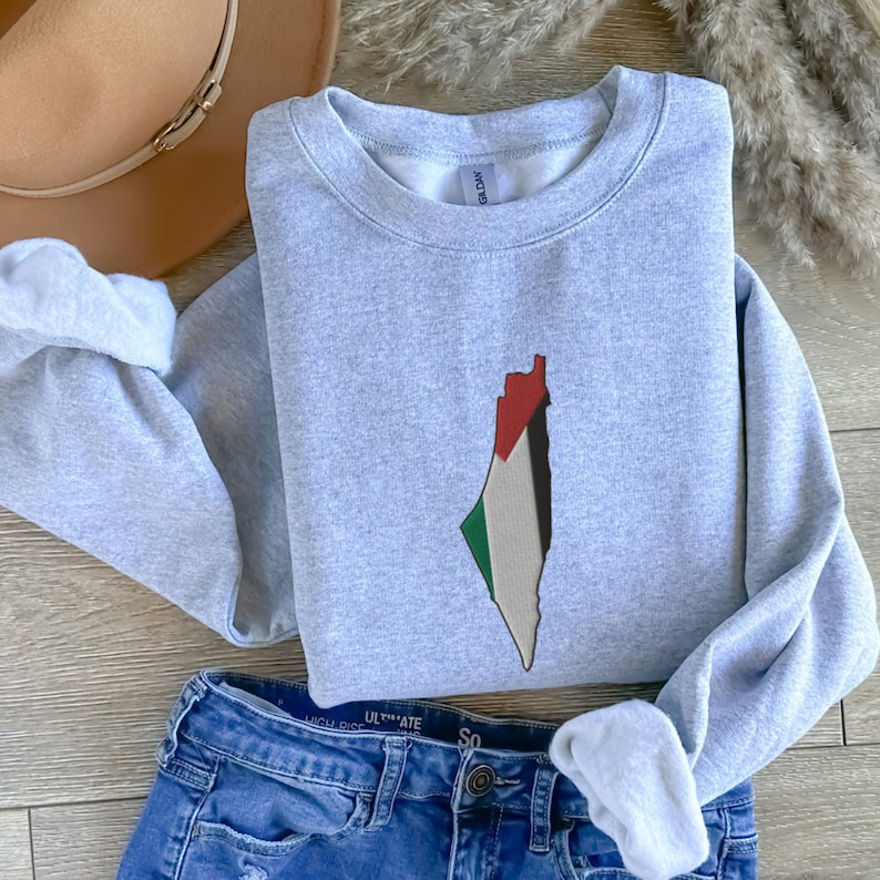Palestine Map Flag Embroidered Sweater HG Free Palestine Flag ...